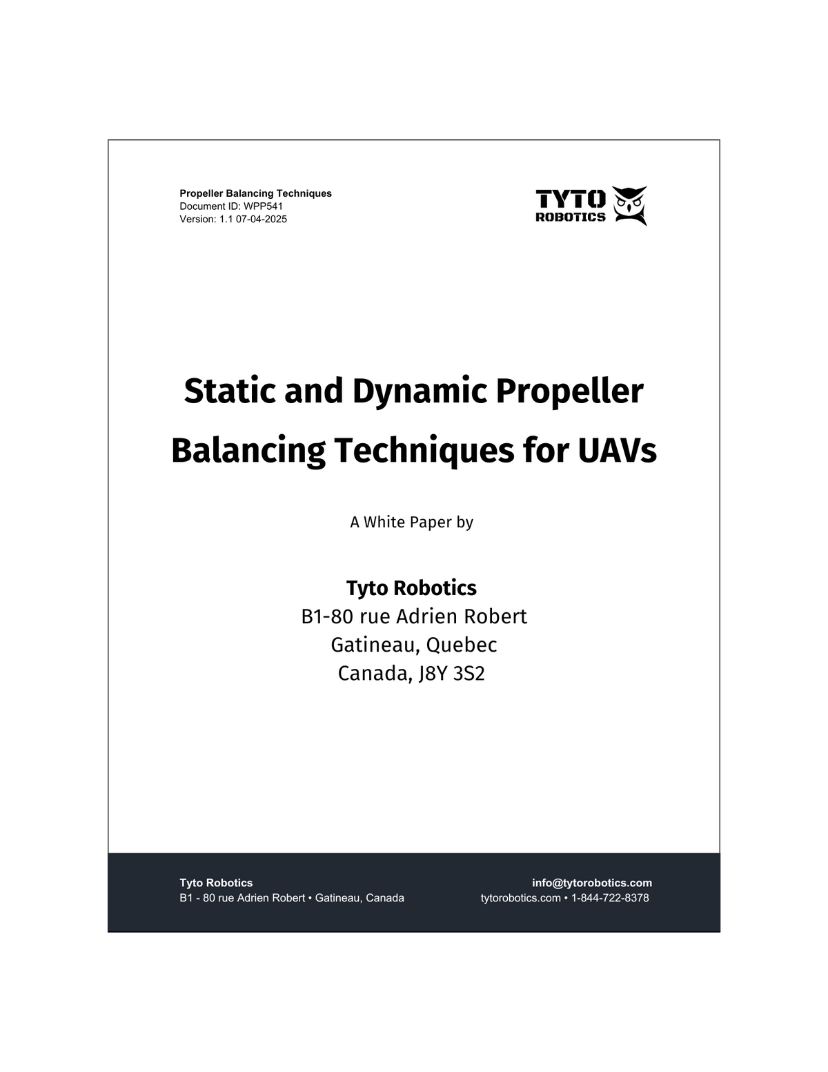 Static and Dynamic Propeller Balancing for UAVs - Tyto Robotics